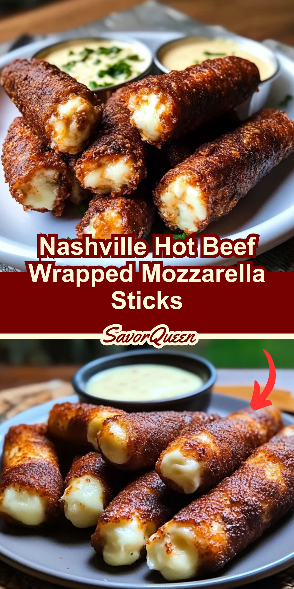 Nashville Hot Beef Wrapped Mozzarella Sticks