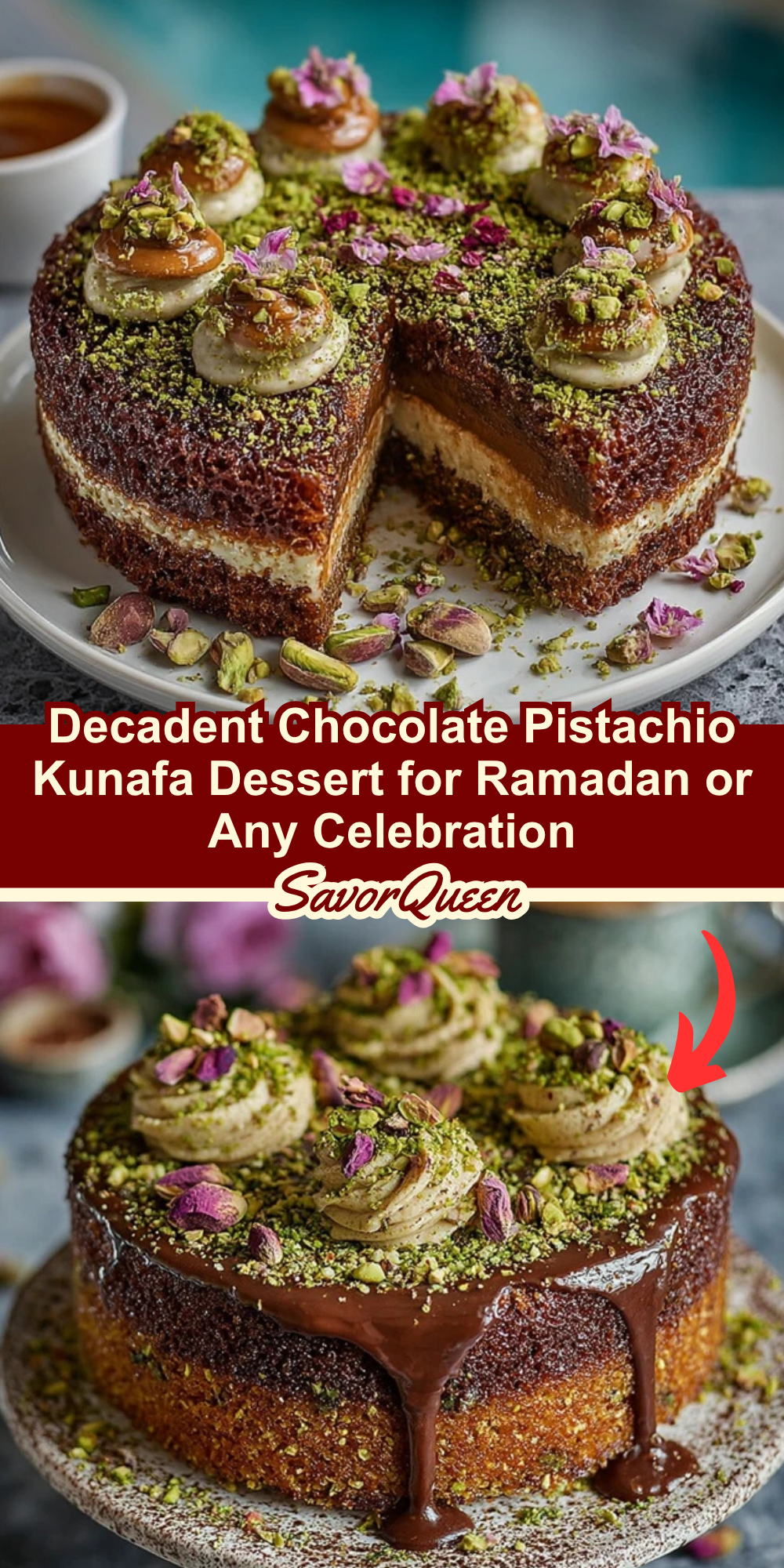 Decadent Chocolate Pistachio Kunafa Dessert for Ramadan or Any Celebration