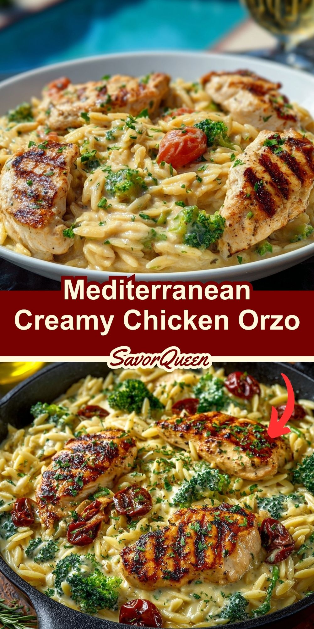 Mediterranean Creamy Chicken Orzo