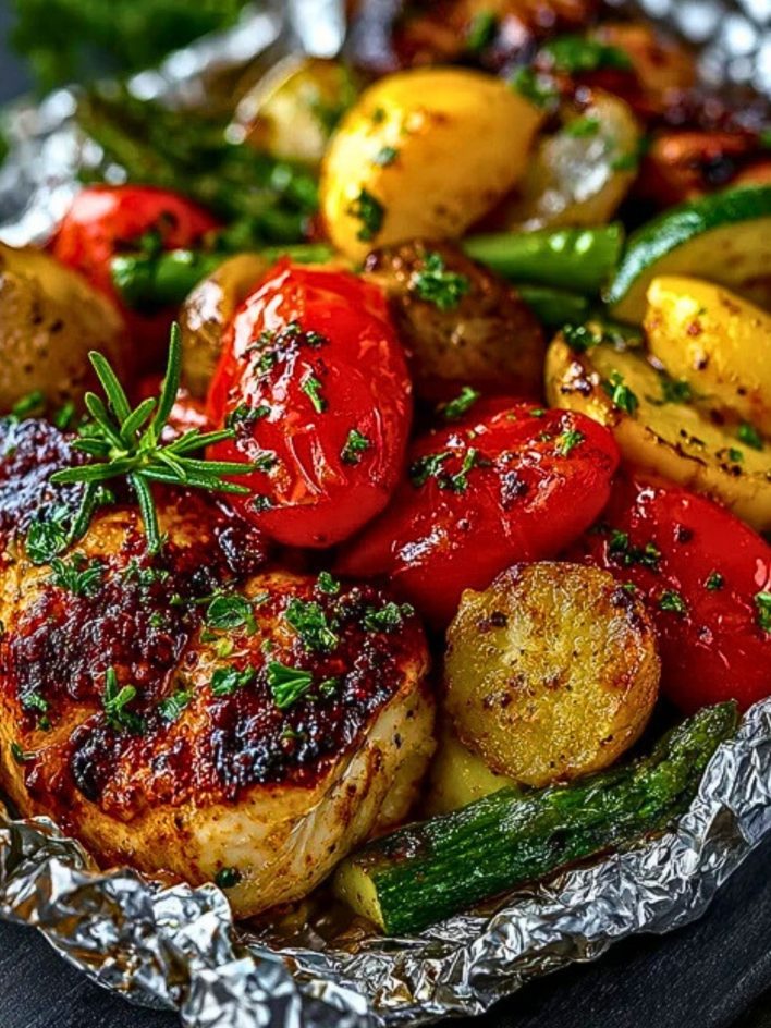 No-Fuss BBQ Chicken & Veggie Foil Packs