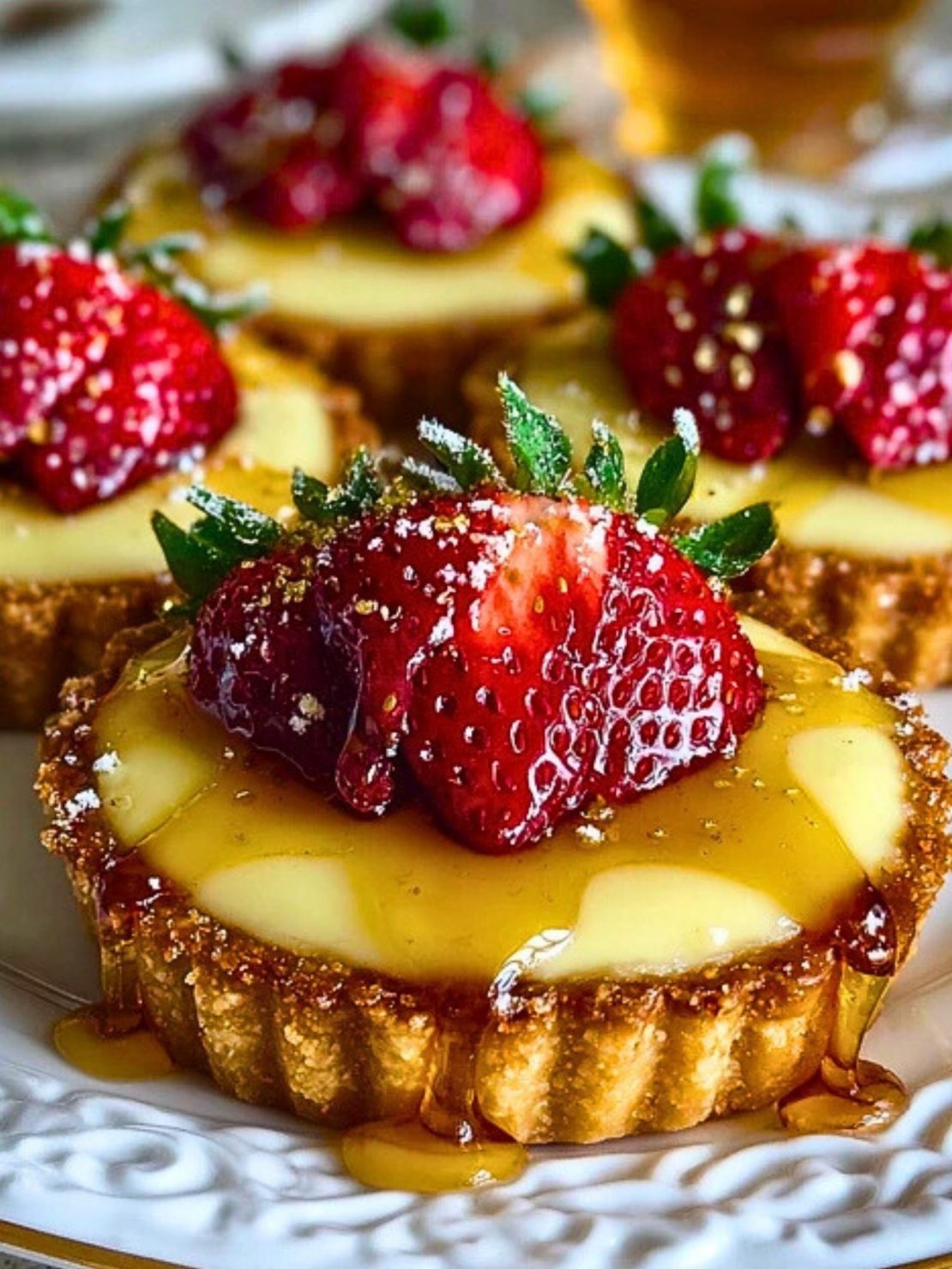 Spring Bliss: Strawberry Honey Custard Tarts with Tangy Lemon Drizzle