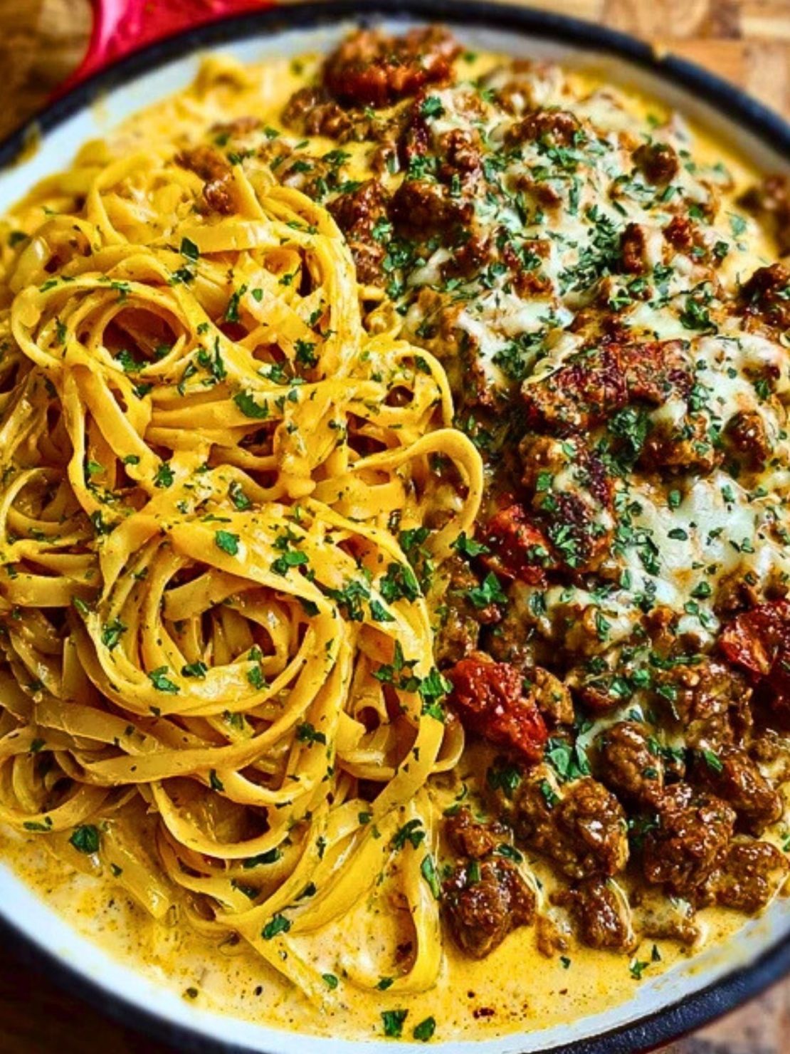 Cajun Beef Linguine In Creamy Velveeta Parmesan Garlic Sauce