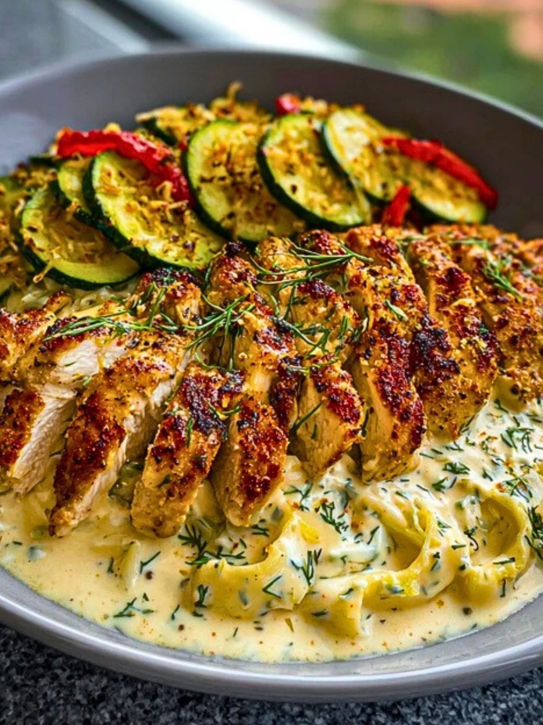 Lemon Dill Chicken Alfredo with Roasted Red Pepper Whipped Feta ...