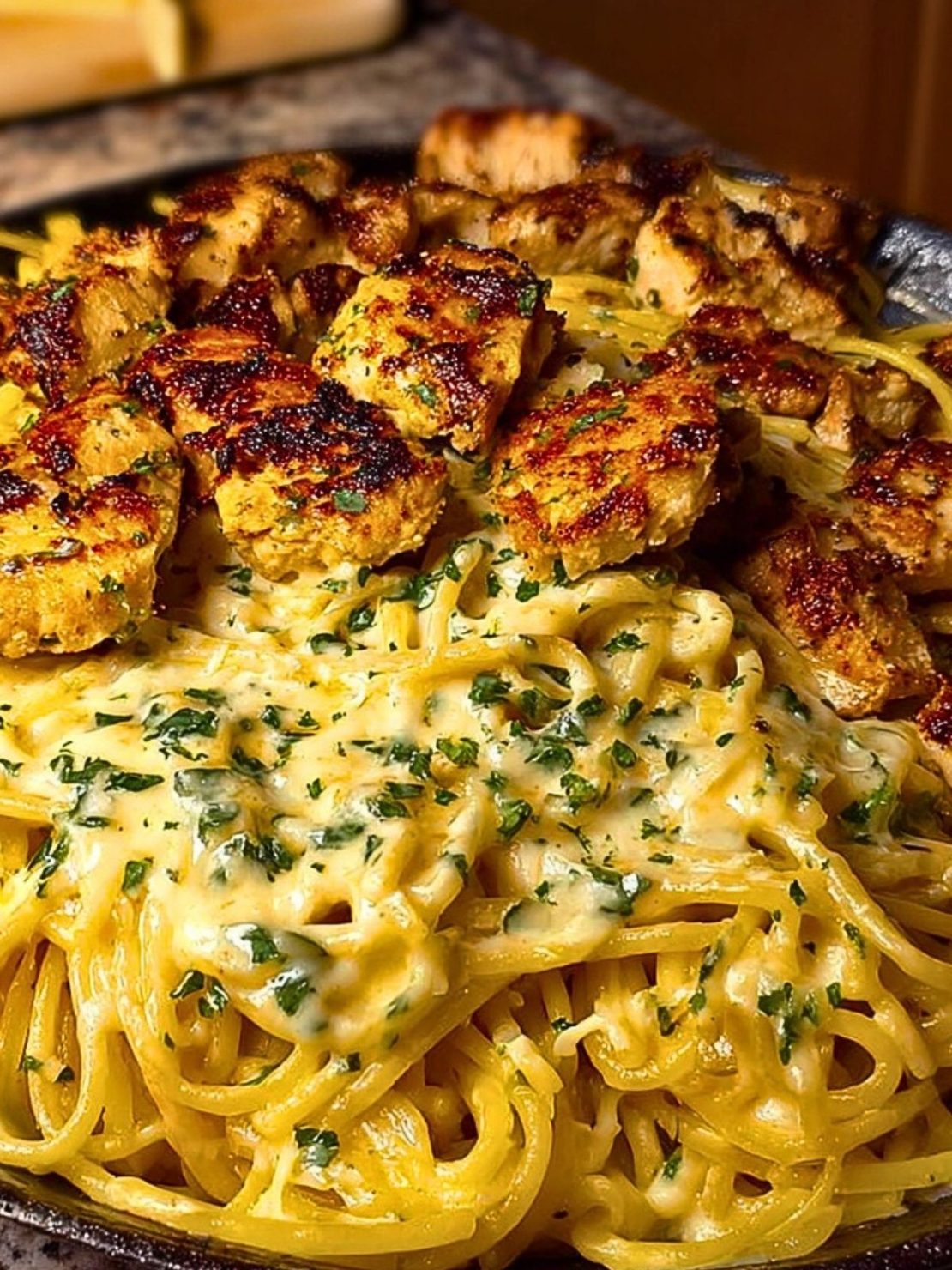 Creamy Velveeta Chicken Spaghetti with Mozzarella Garlic Cheese Sauce