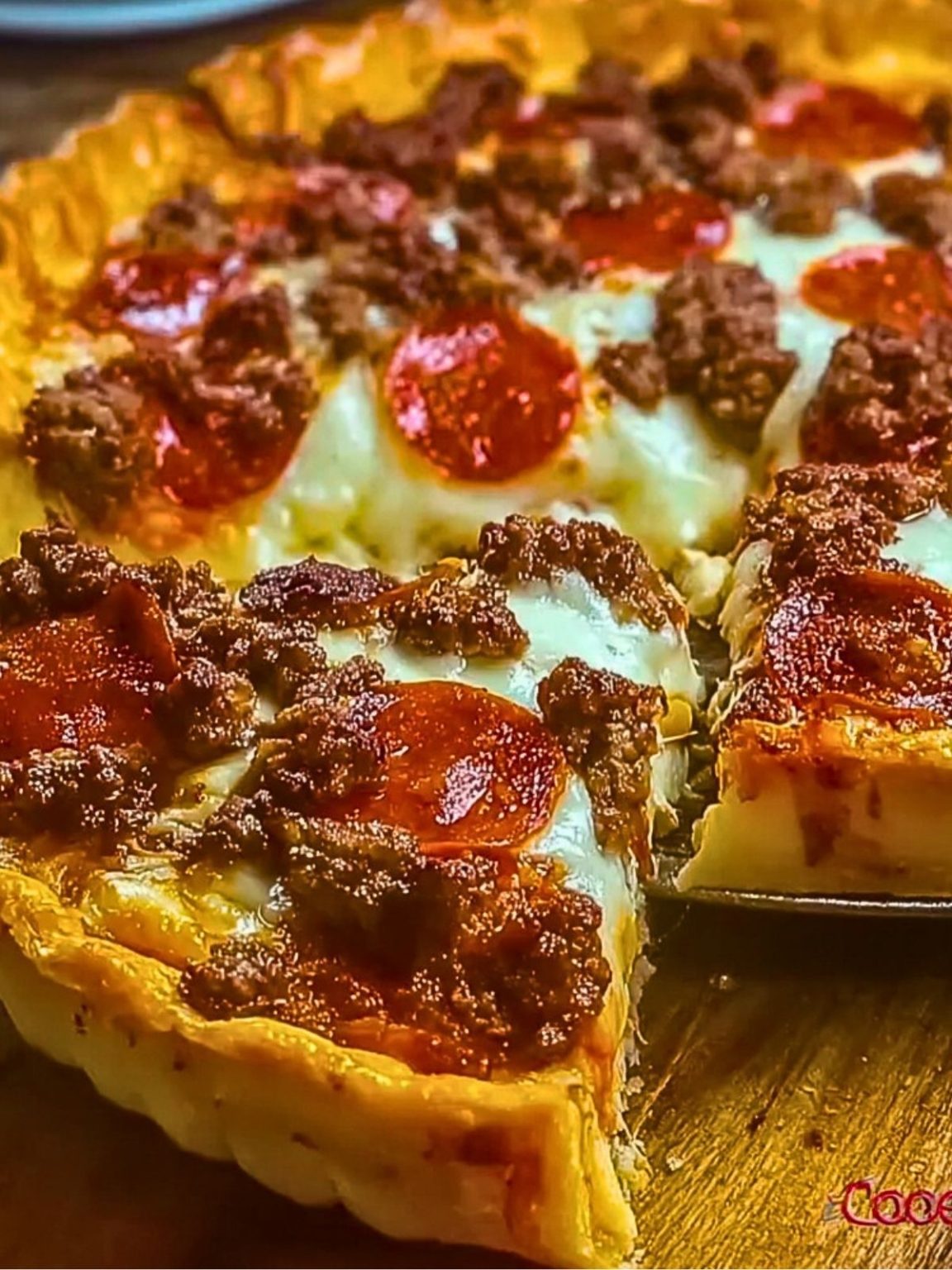 Deep Hamburger Sausage & Pepperoni Pie